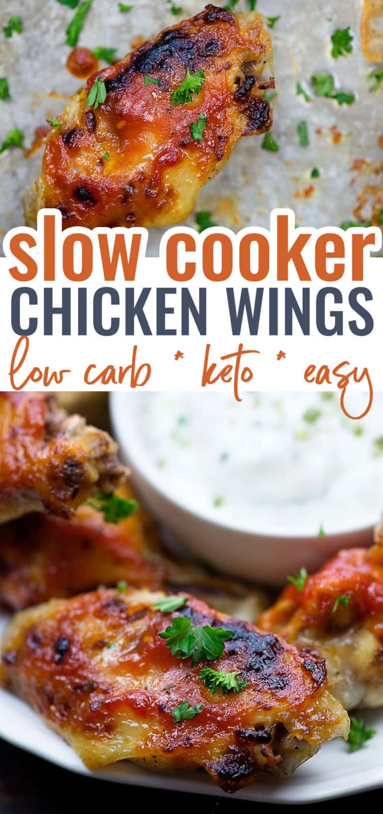 Slow Cooker Chicken Wings with BBQ Sauce! - ThatLowCarbLife.com