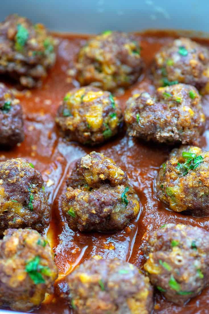 The BEST Low Carb Enchilada Meatball Casserole!