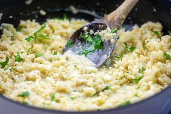 Creamy Parmesan Cauliflower Risotto Recipe | ThatLowCarbLife.com