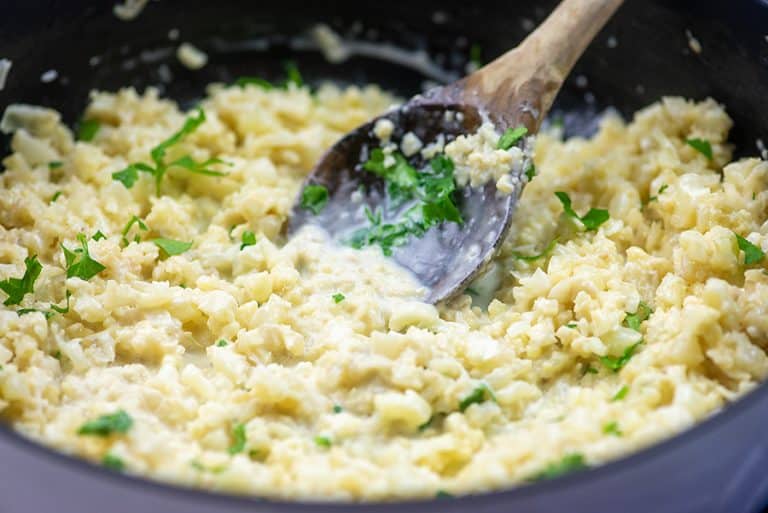 Creamy Parmesan Cauliflower Risotto Recipe | ThatLowCarbLife.com